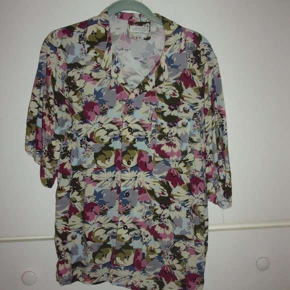 Zara | Shirts | Zara Man Floral Button Down Slim Fit Shirt Contrast ...